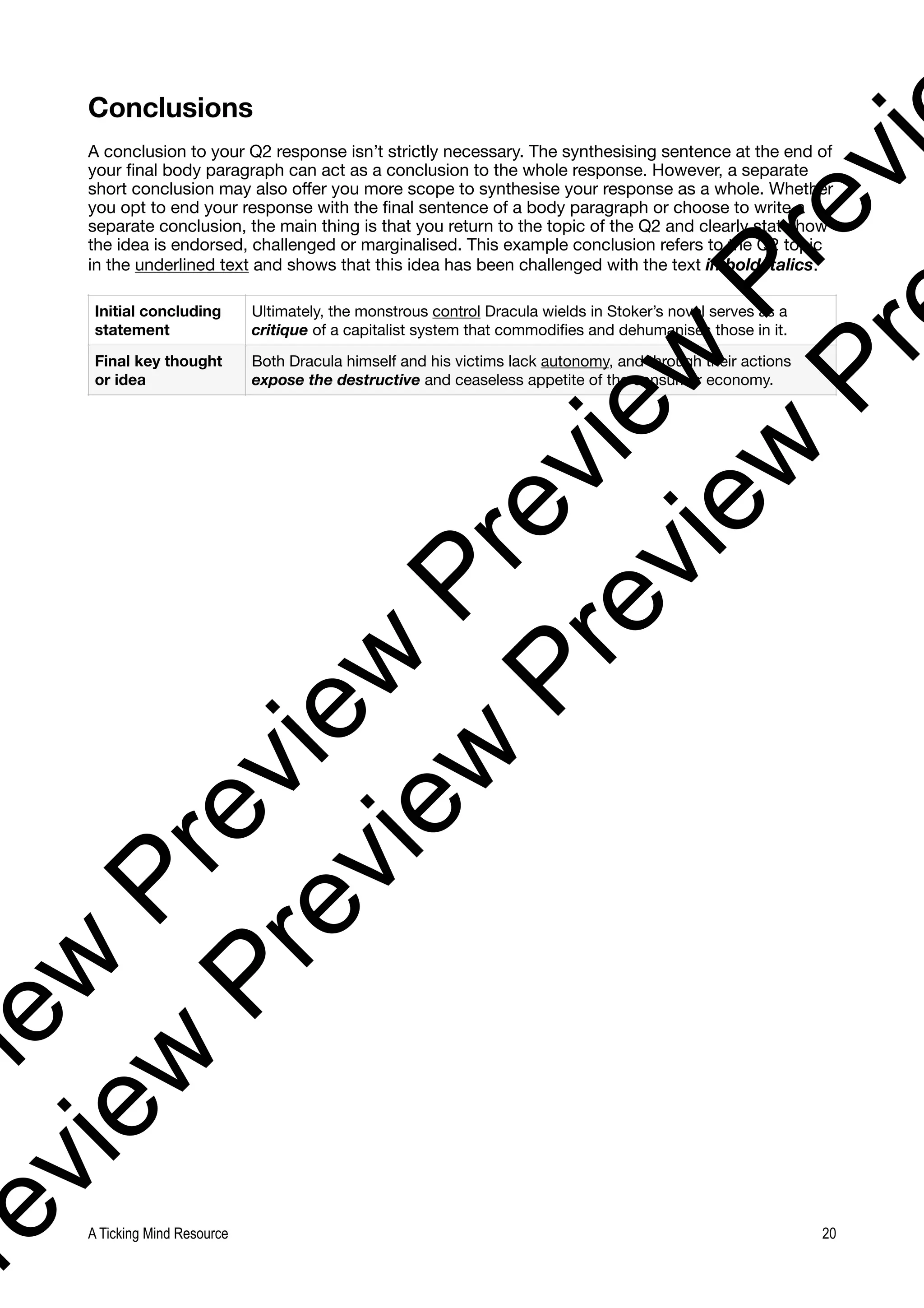 VCE Literature Section A Exam Response Guide | PDF