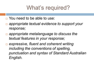 VCE English Exam: Text Response Revision | PPT