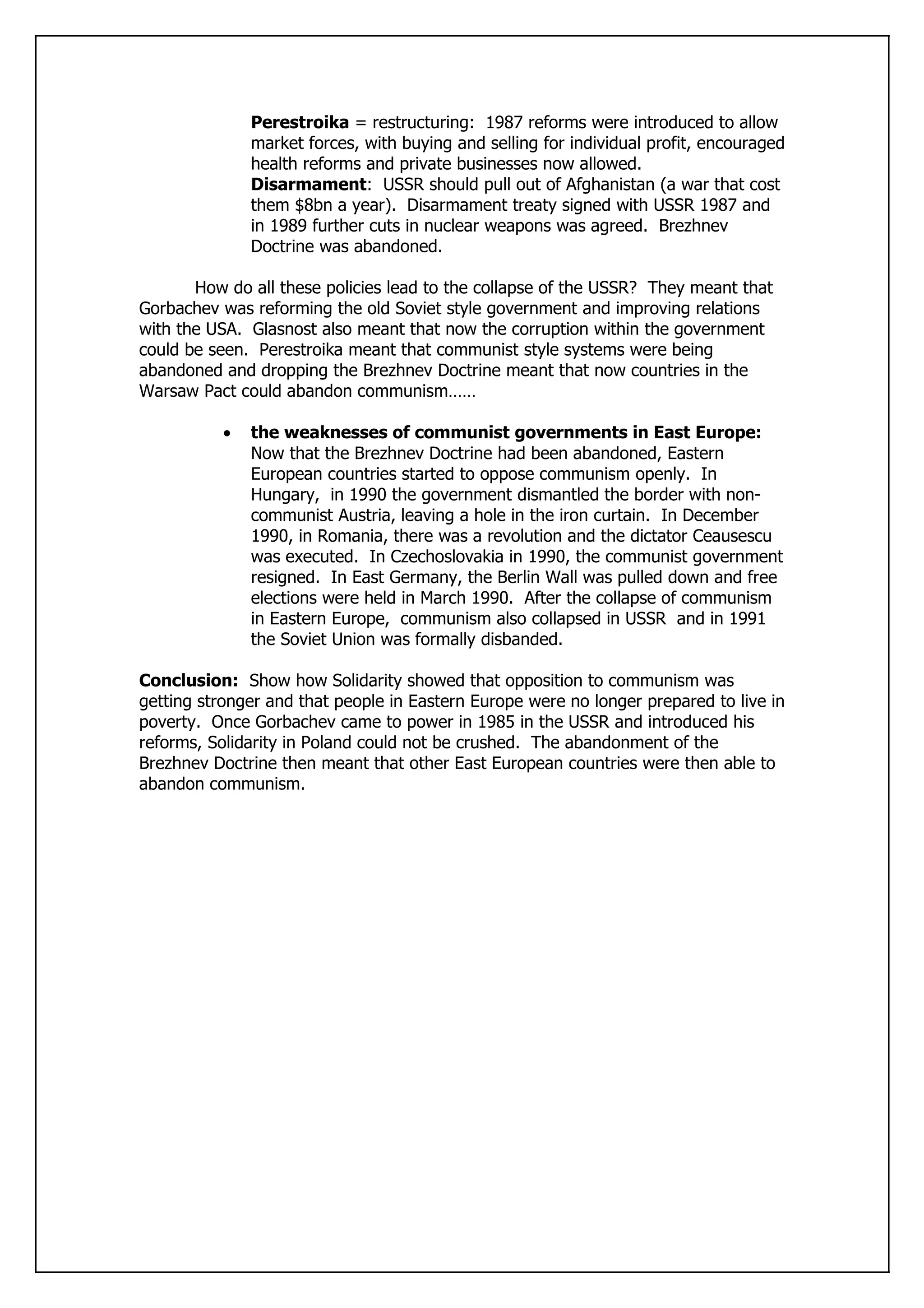 Section b exam questions end of cold war | DOC