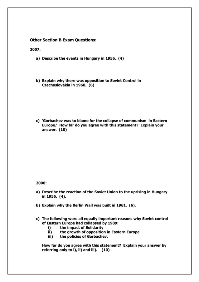 Section b exam questions end of cold war | PDF
