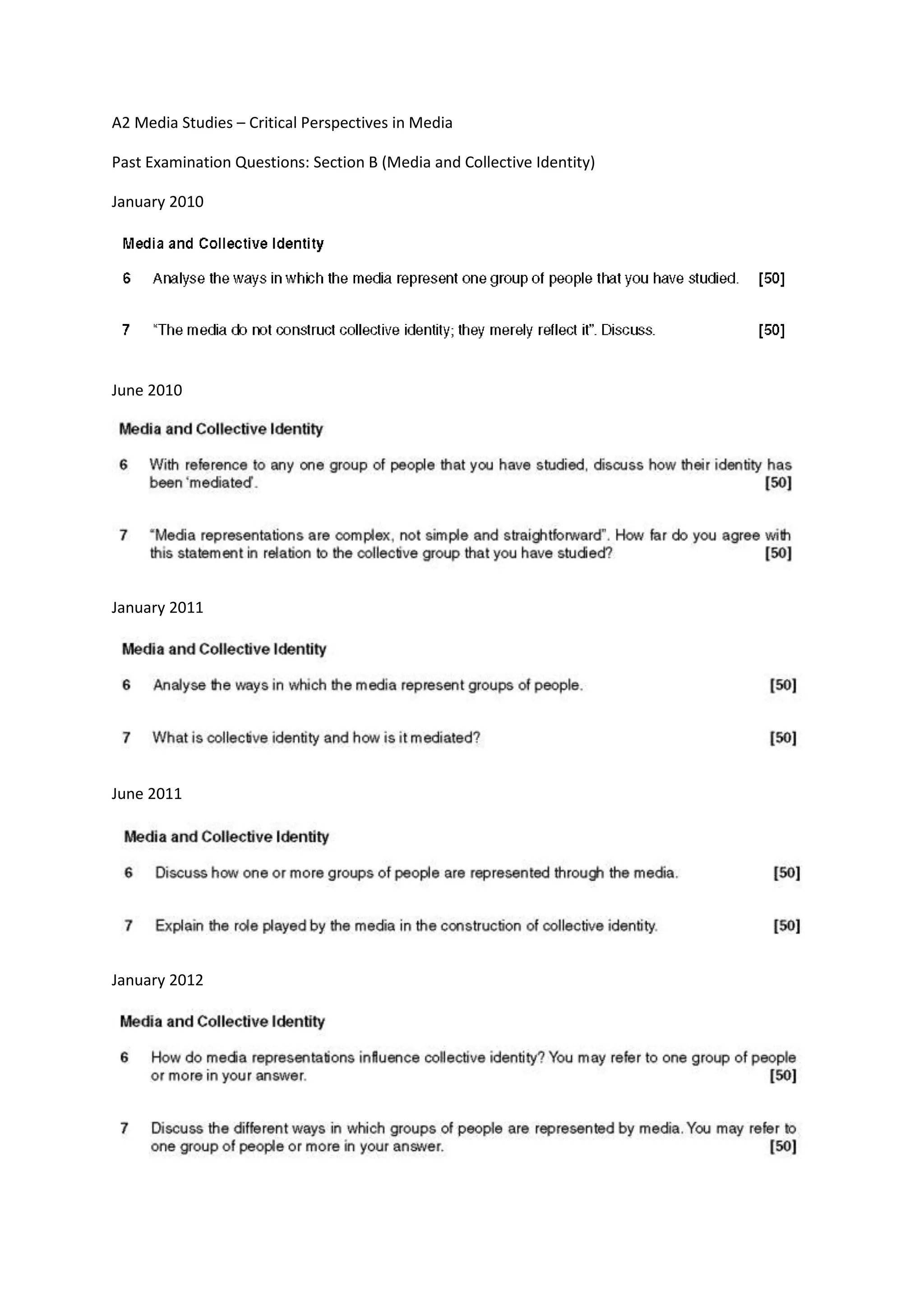 G325 Section b questions | DOCX