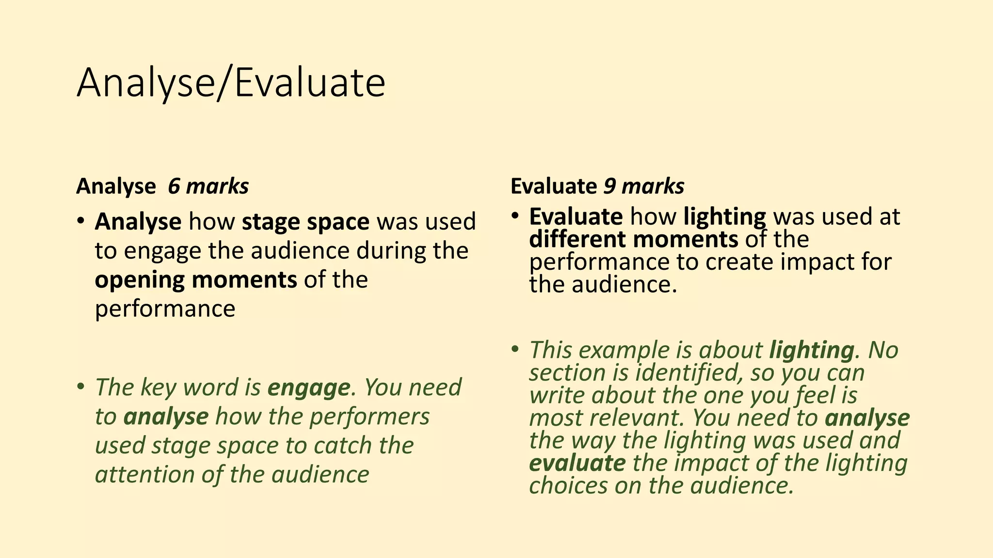 GCSE Drama Section B Revision 1 Analyse and Evaluate | PPTX