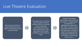 GCSE Drama C3 Section B- Live Theatre Evaluation | PPT