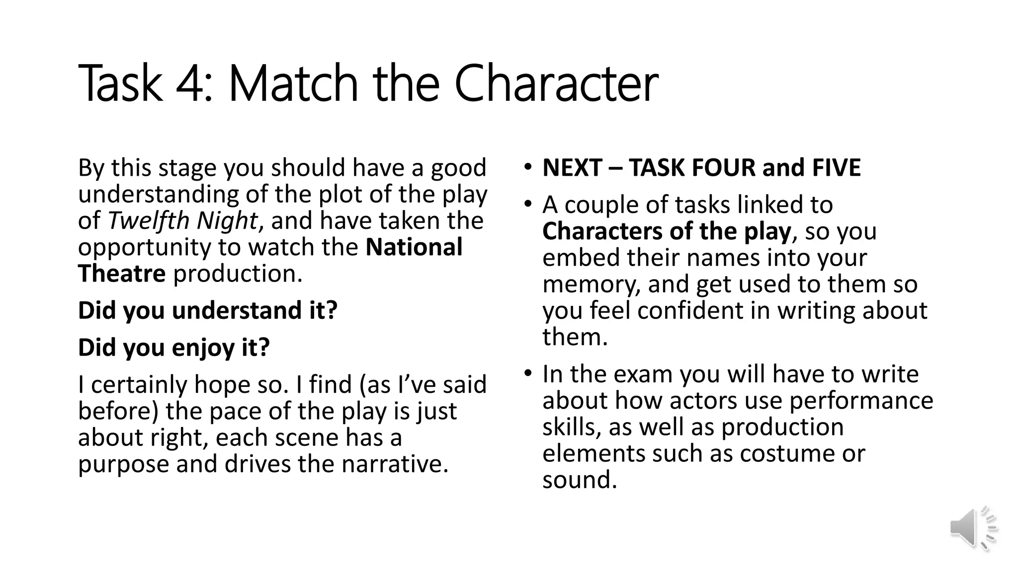 GCSE Drama Section B Twelfth Night - Characters | PPT