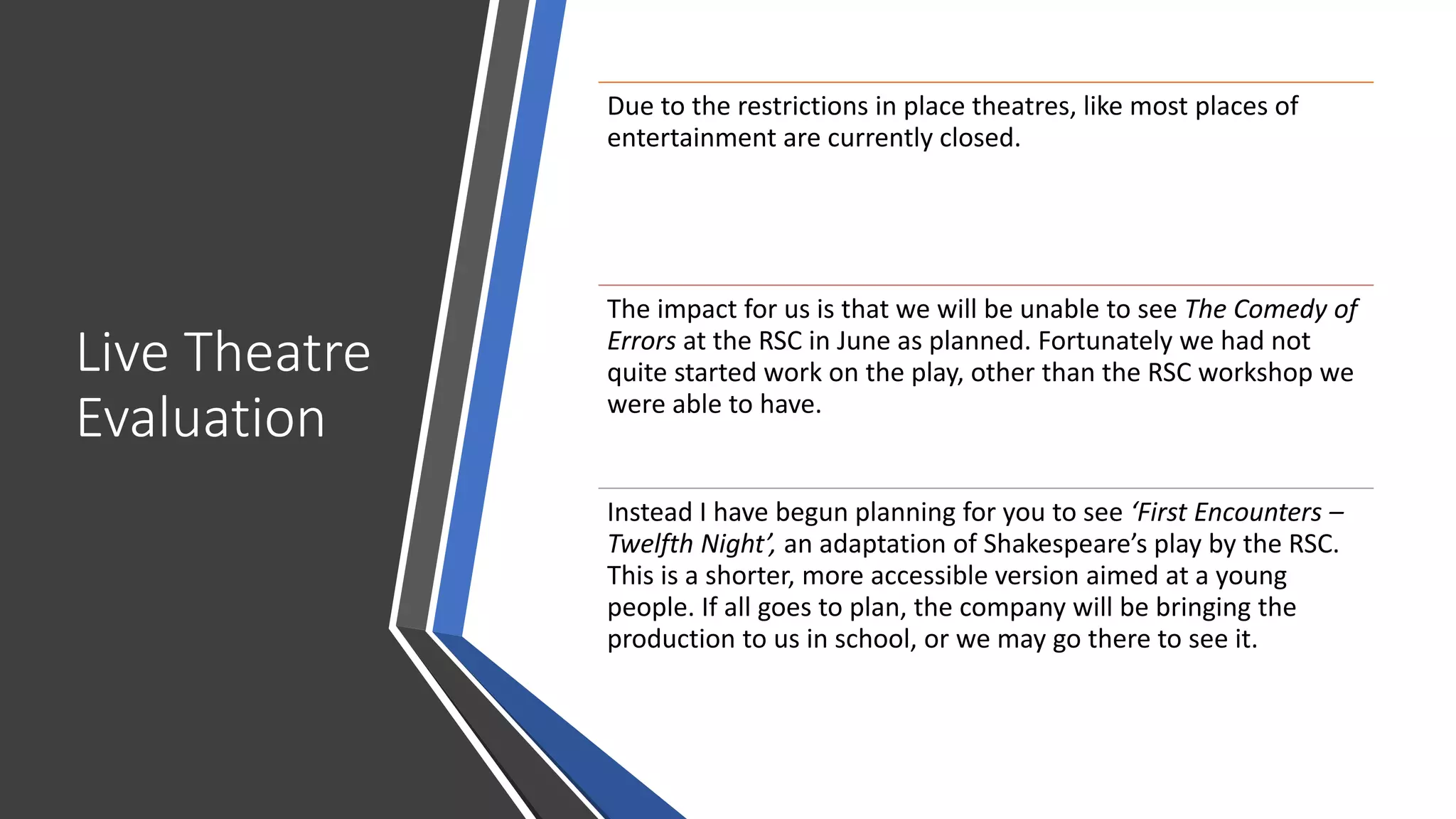 GCSE Drama C3 Section B Live Theatre Evaluation | PPT