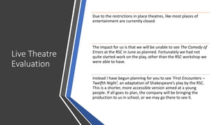 GCSE Drama C3 Section B Live Theatre Evaluation | PPT