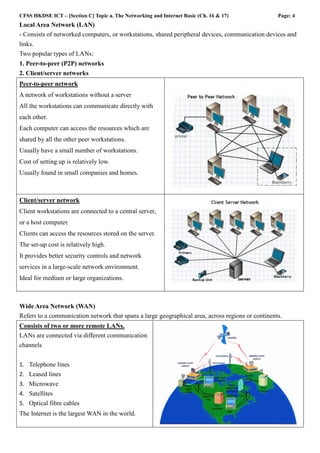 Section C ch16 the networking and internet basics notes | PDF