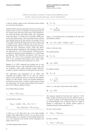 Sectionclassificationforcold formedchannelsteel | PDF