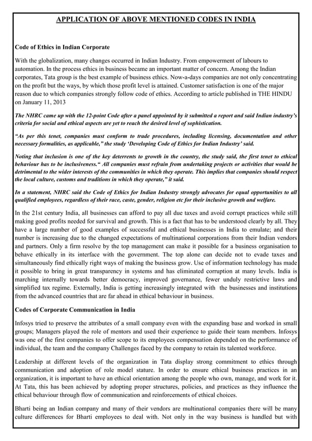 Code of Ethics and Code of Communication of an organization | PDF