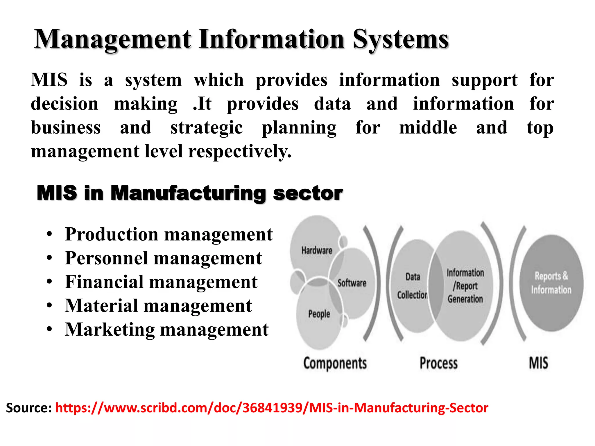MIS in Manufacturing Sector | PPTX