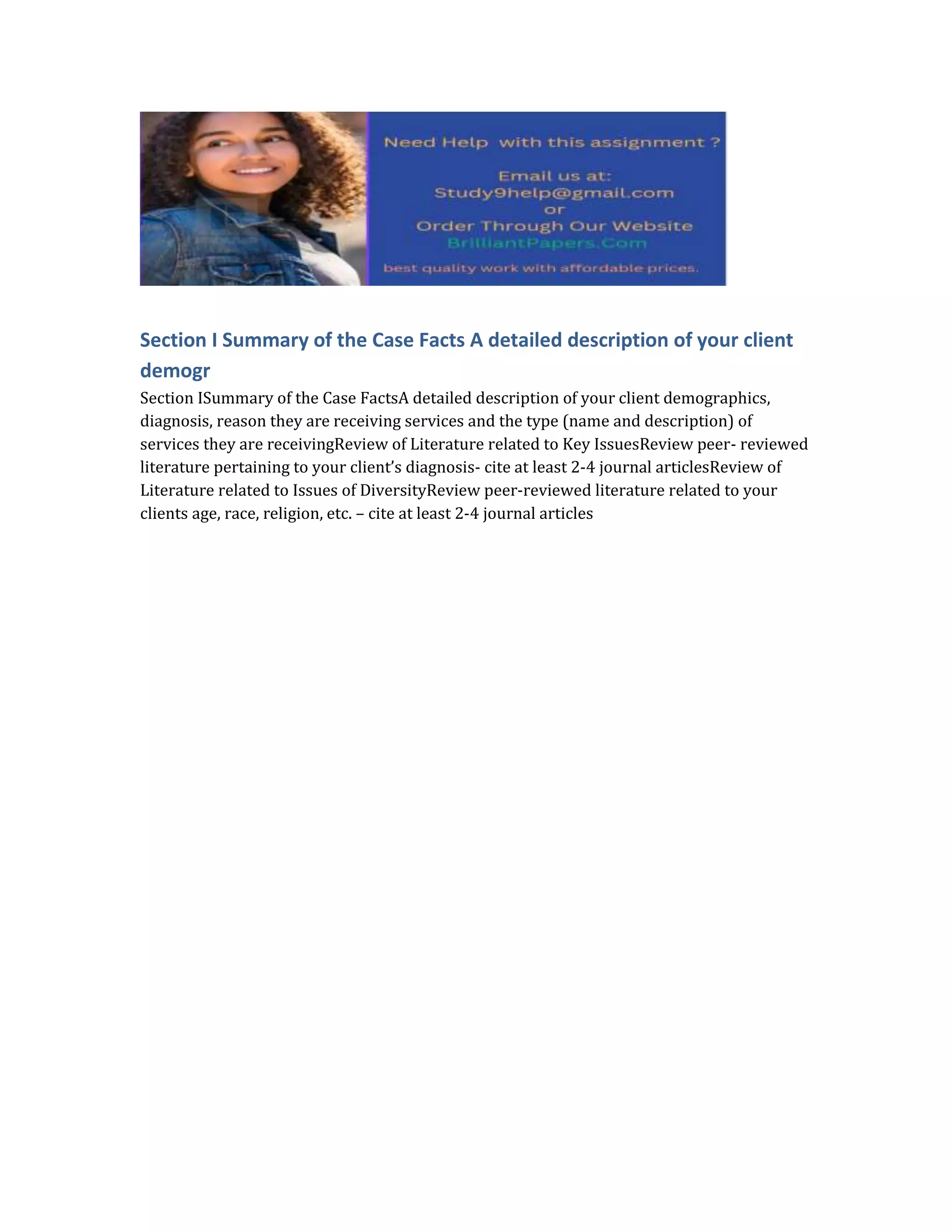 Section I Summary of the Case Facts A detailed description.docx
