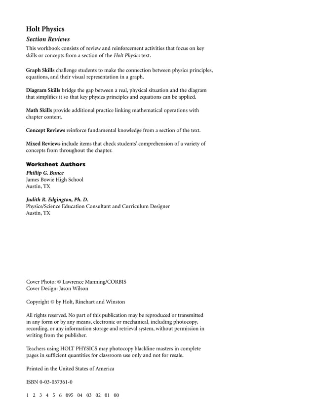 section_reviews_(all)_holt_physics.pdf | Physics | Science