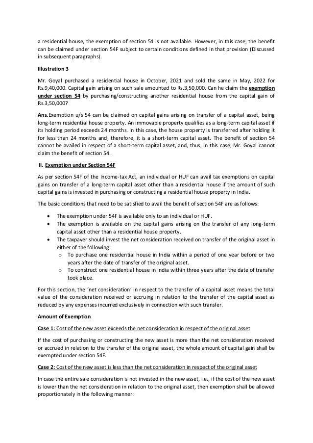 Decoding Sections 54 and 54F of the Income Tax Act, 1961 | PDF