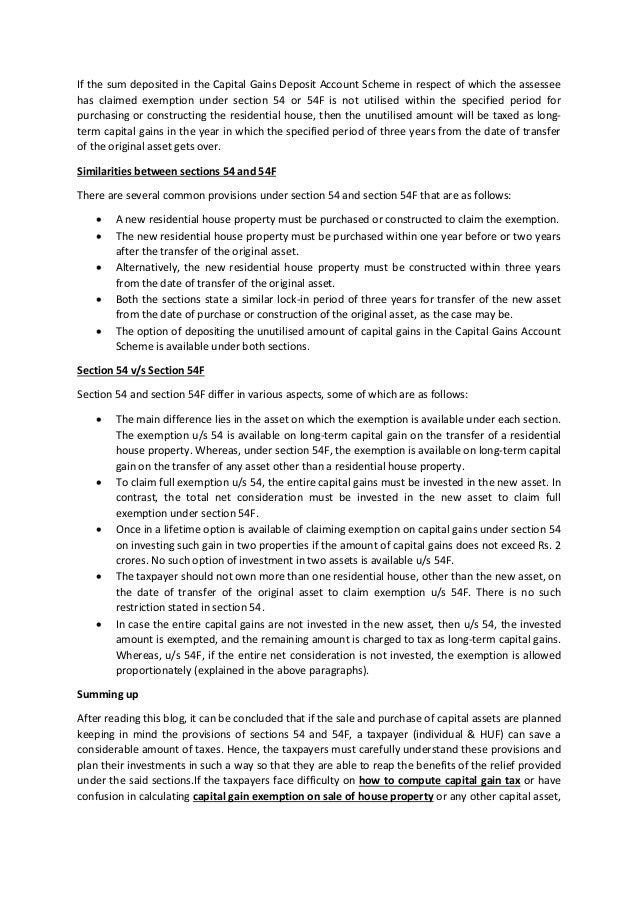 Decoding Sections 54 and 54F of the Income Tax Act, 1961 | PDF
