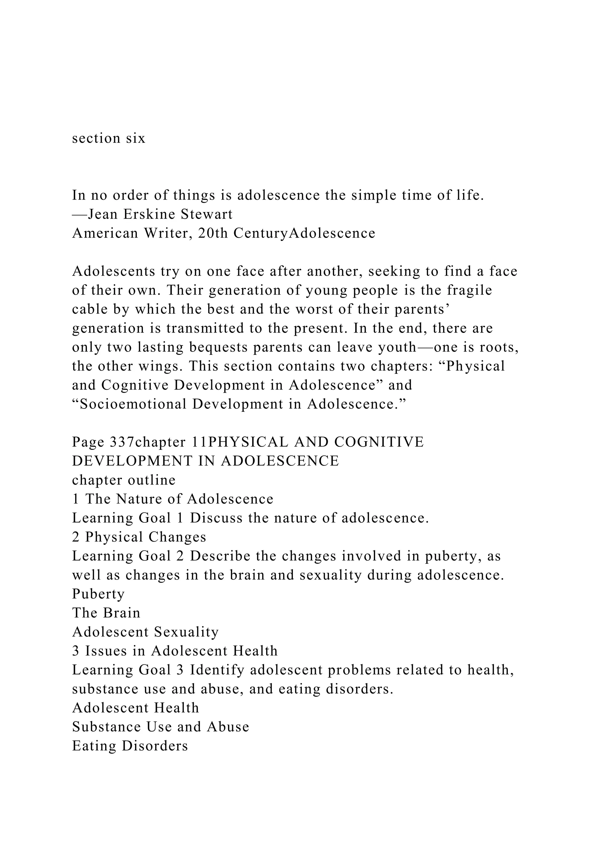 section sixIn no order of things is adolescence the simple.docx