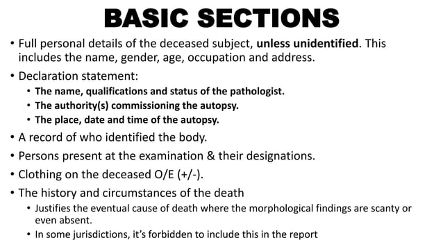 SECTIONS OF A FULL AUTOPSY REPORT.pptx | Heart and Cardiovascular ...