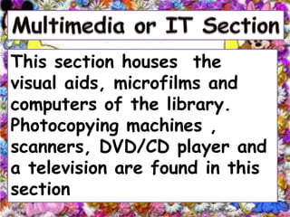 Sections of the library | PPTX