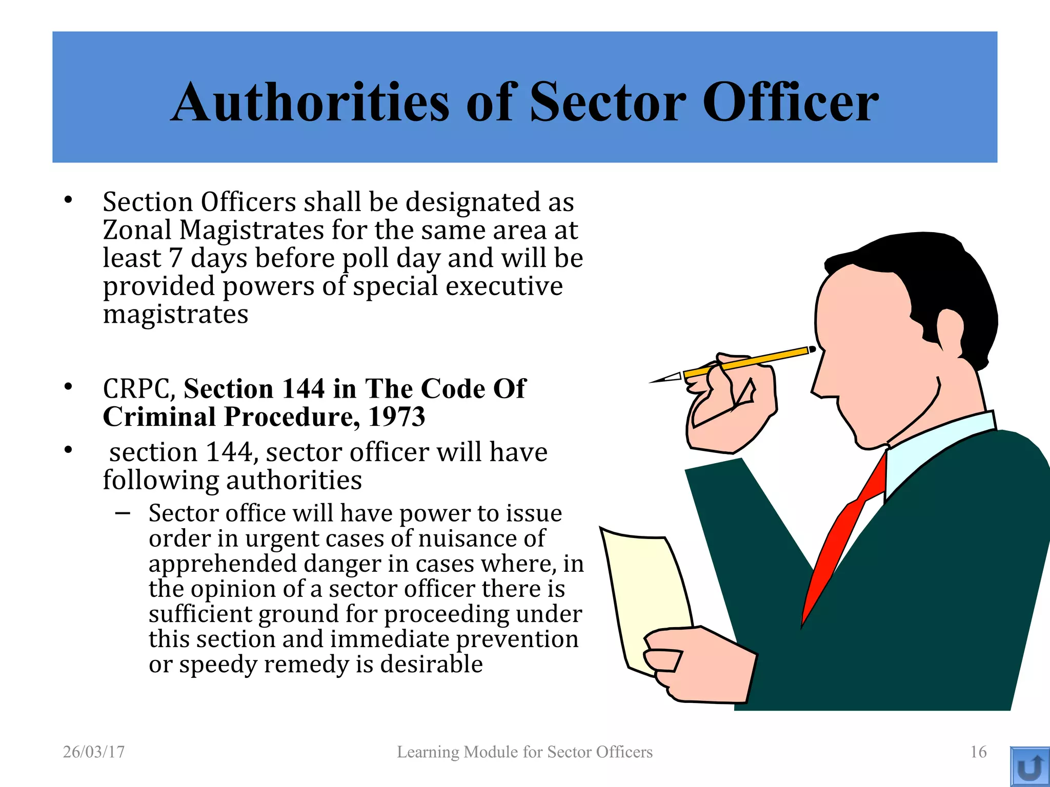 Sector officer zonal magistrates election training | PPT