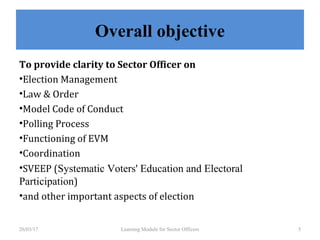 Sector officer zonal magistrates election training | PPT