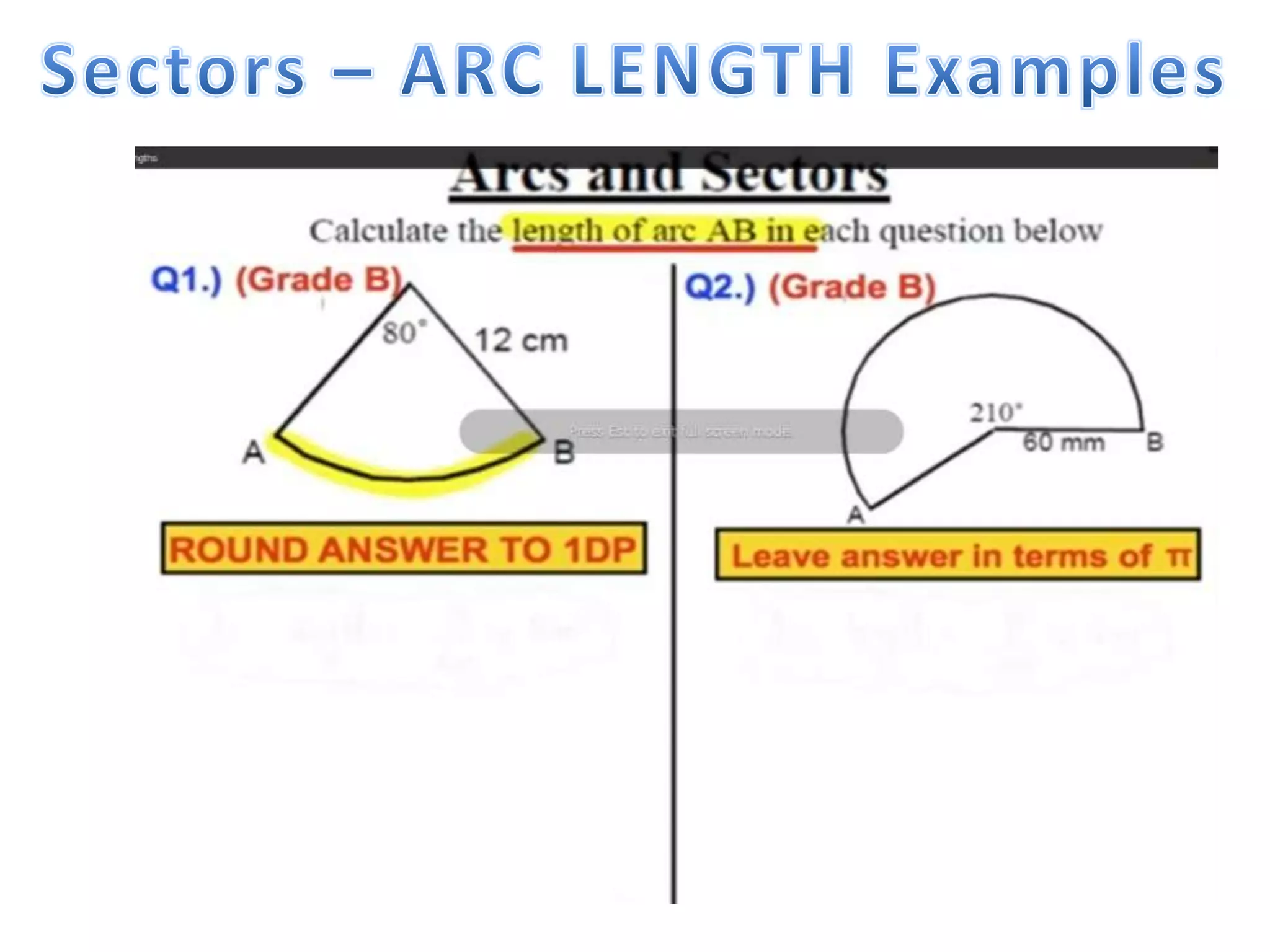 Arc Length and Area of Sectors | PPTX