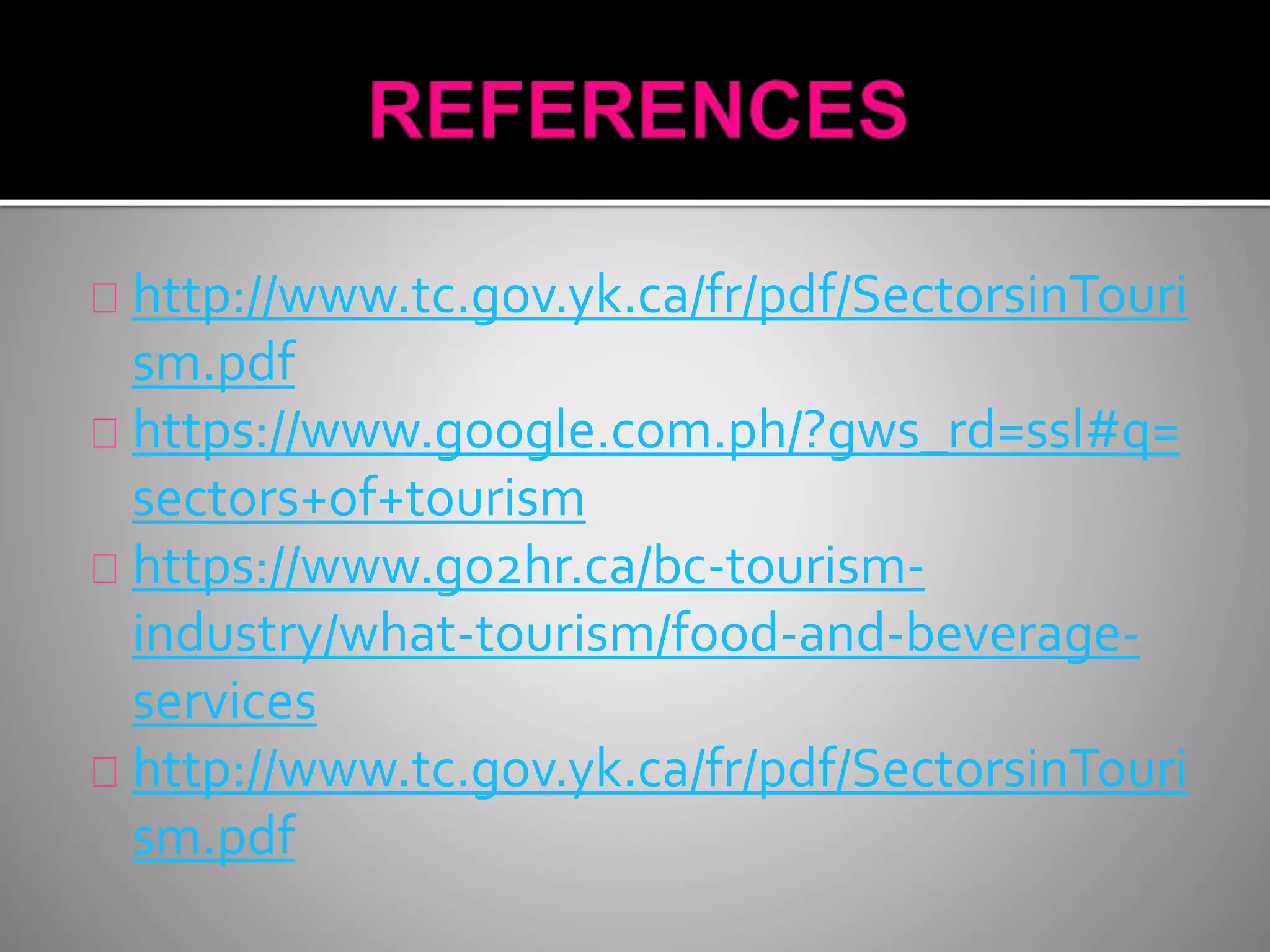 Sectors in Tourism | PPTX