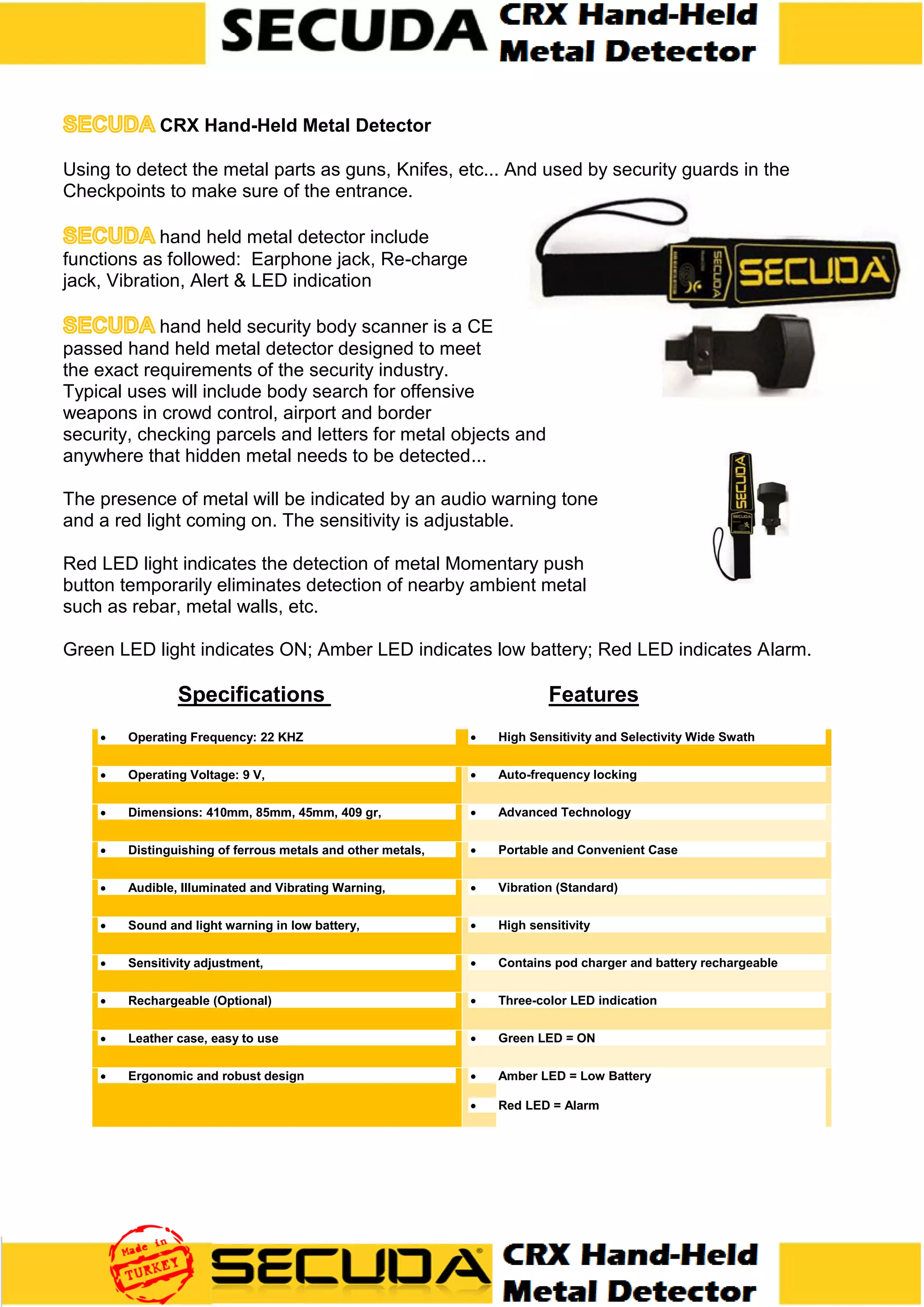 Secuda crx hand held | PDF | Medical Tests | Medical Health