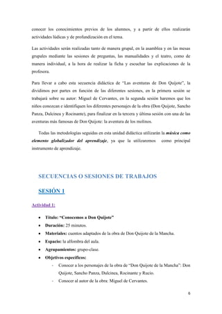 Secuencia. las aventuras de don quijote | DOCX
