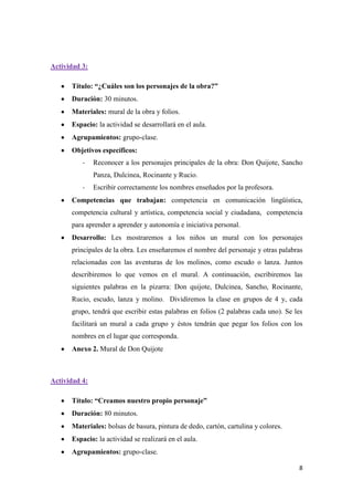 Secuencia. las aventuras de don quijote | DOCX