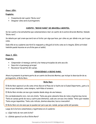 secuencia didactica bicho raro de lengua | PDF