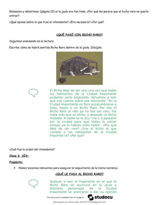 secuencia didactica bicho raro de lengua | PDF