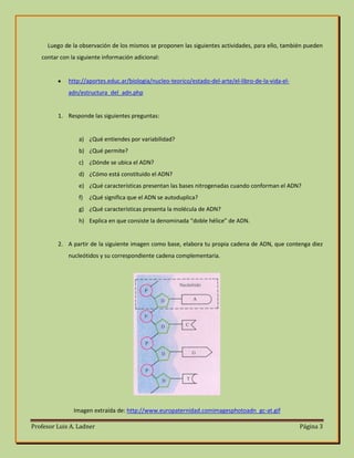 Secuencia didáctica - ADN - Historia, estructura y composición química ...