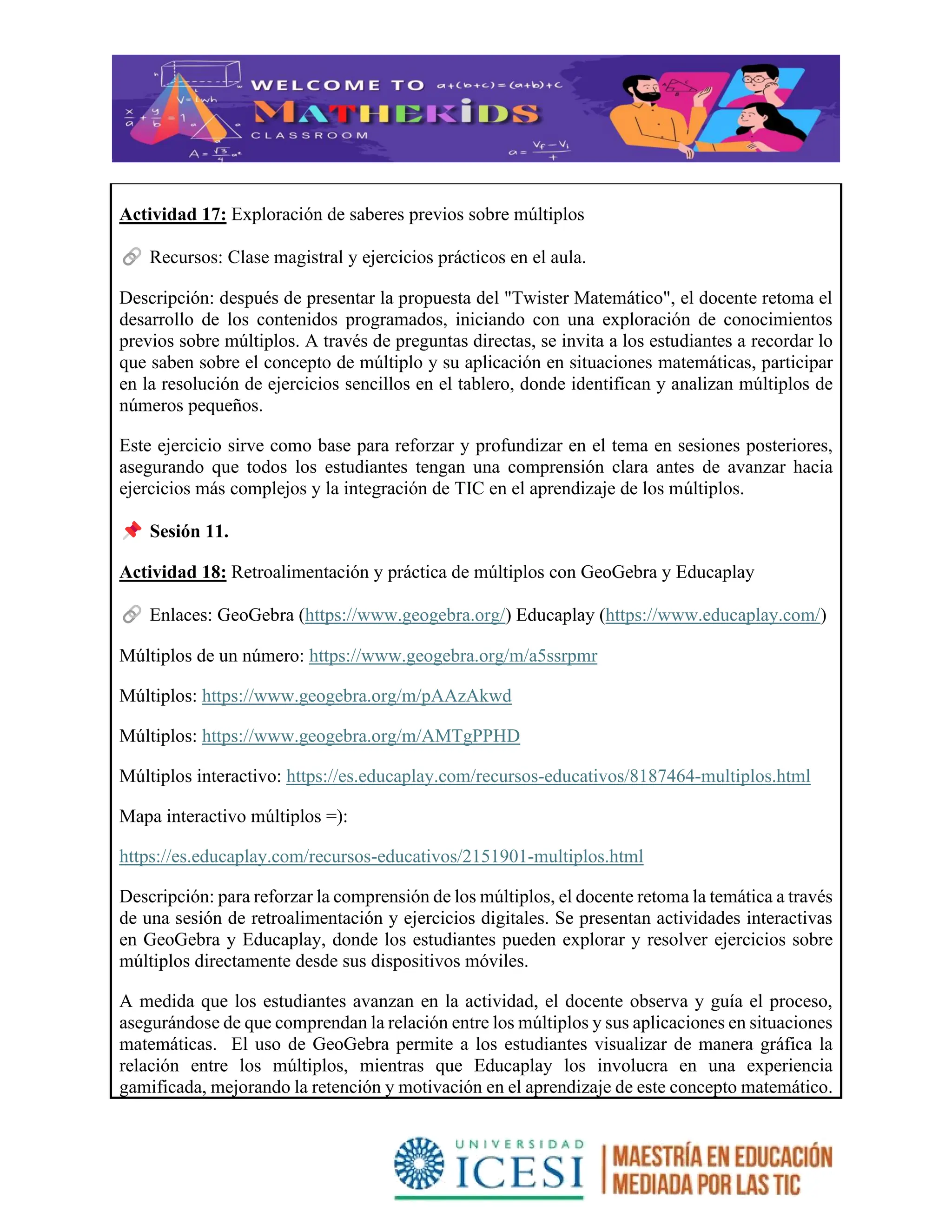 🚀 Secuencia didáctica Integración TIC en las matemáticas de cuarto ...