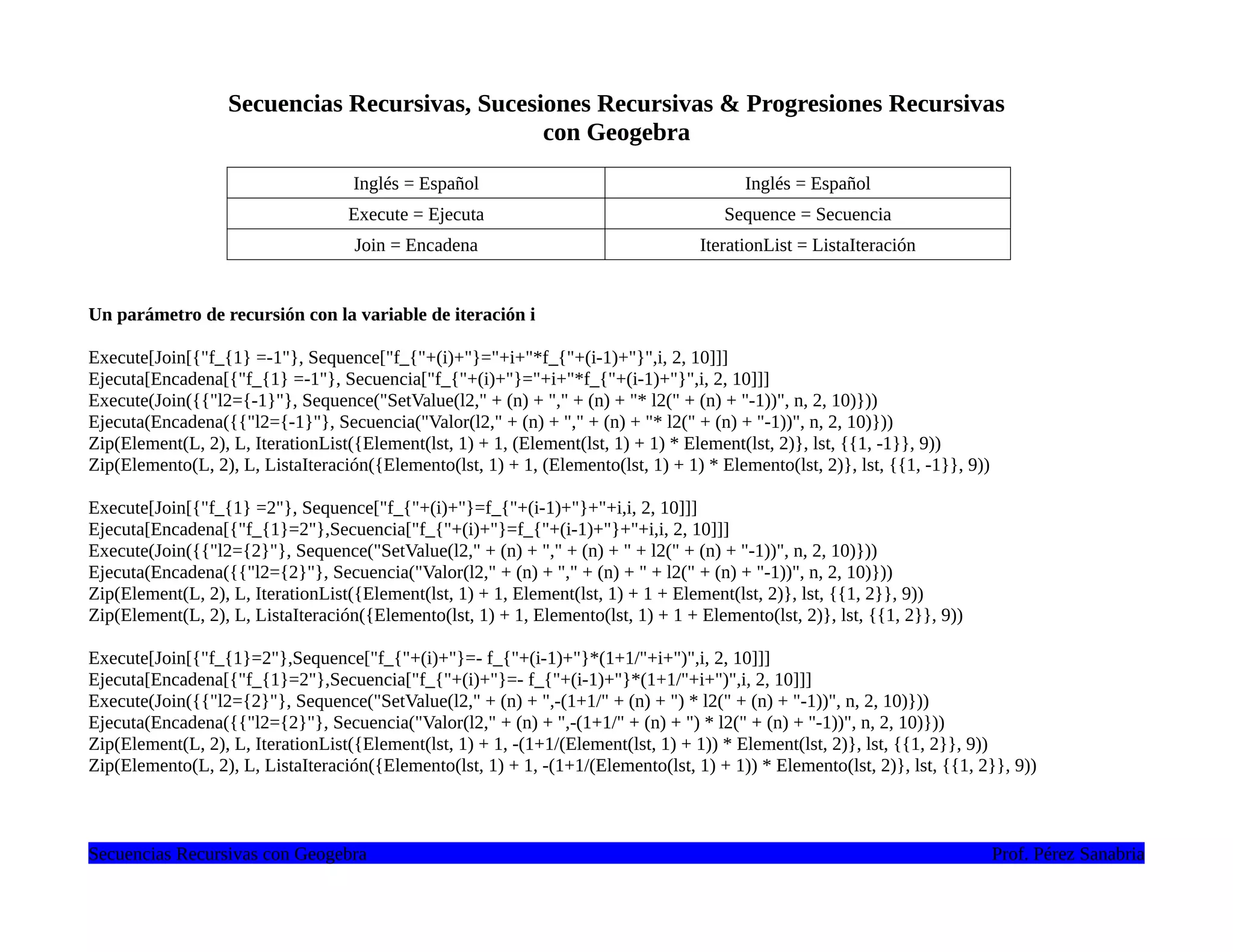 Secuencias Recursivas, Sucesiones Recursivas & Progresiones con Geogebra | PDF