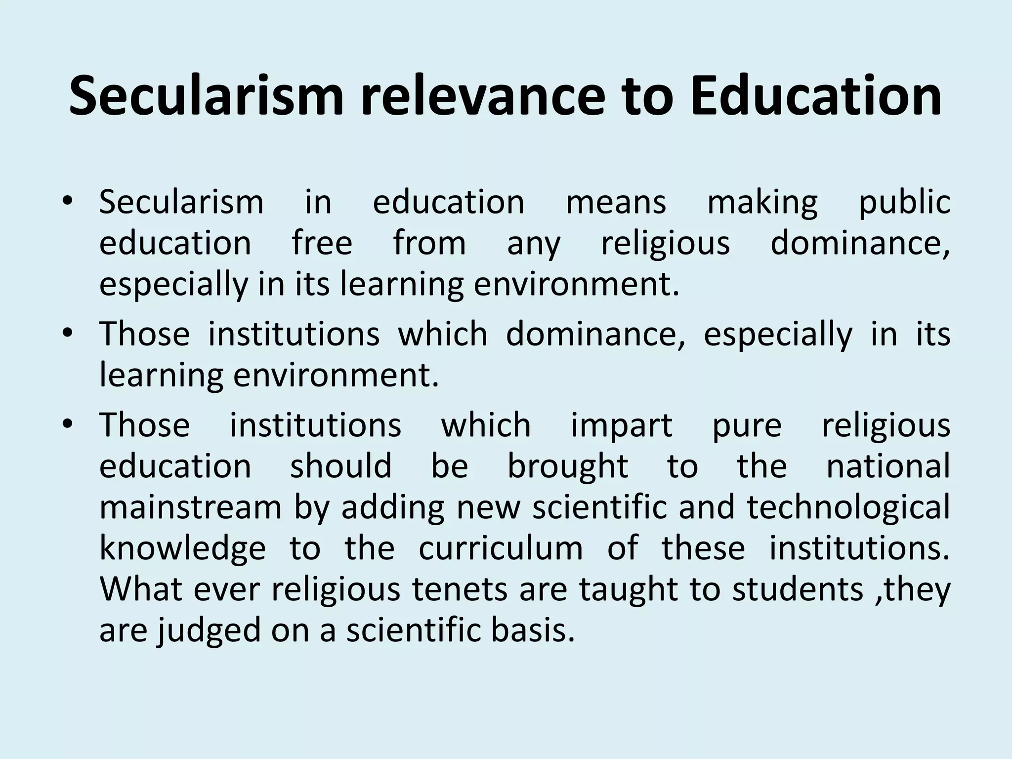 Secularism and its relevance to education | PPTX