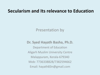 Secularism and its relevance to education | PPTX