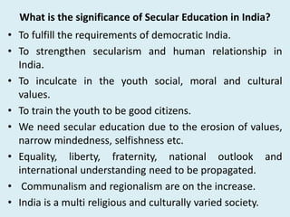 Secularism and its relevance to education | PPTX