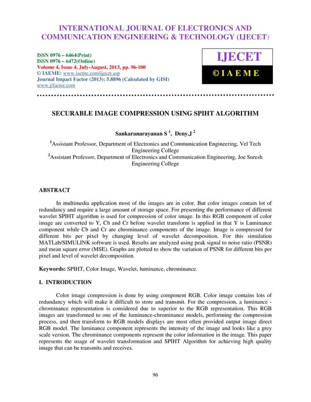 Securable Image Compression Using Spiht Algorithm Pdf