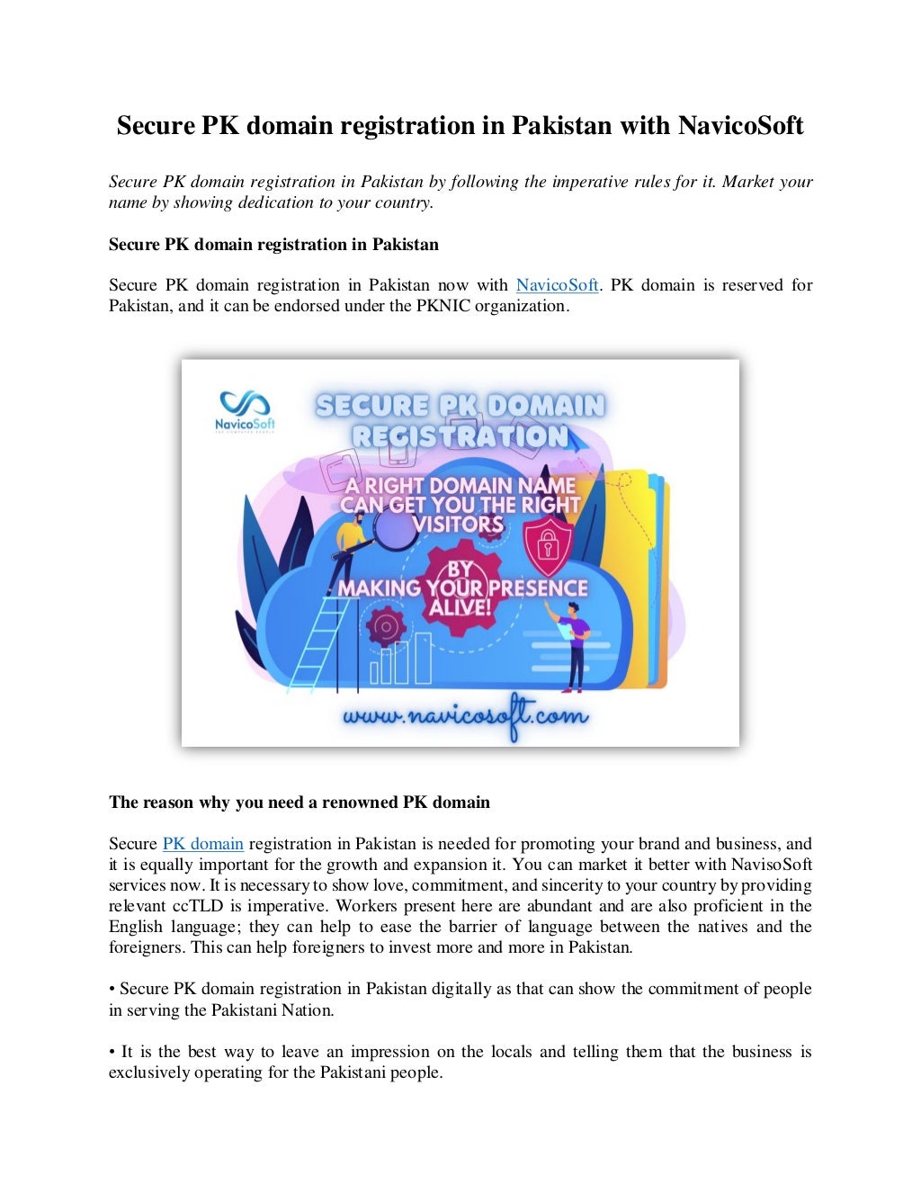 Secure PK domain registration in Pakistan with NavicoSoft