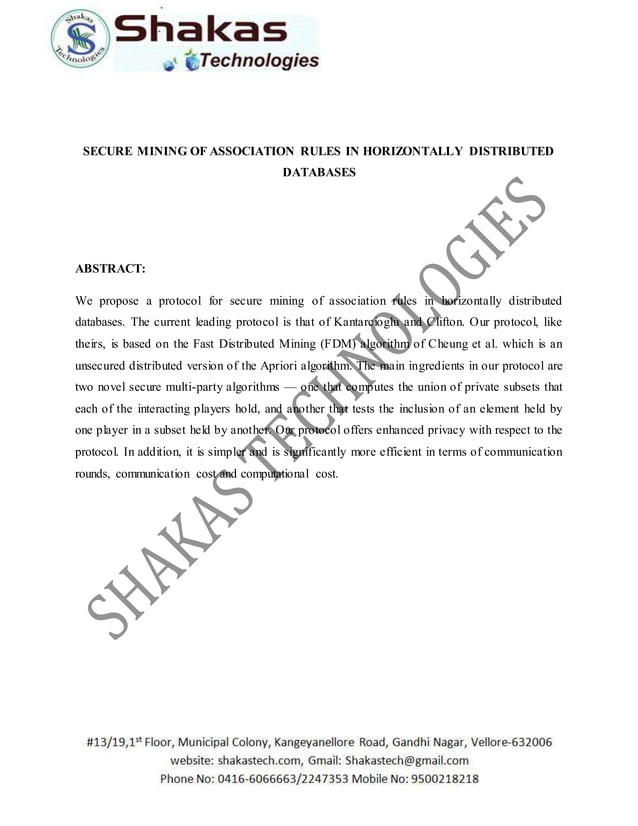 Secure mining-of-association-rules-in-horizontally-distributed-databases-docx | PDF