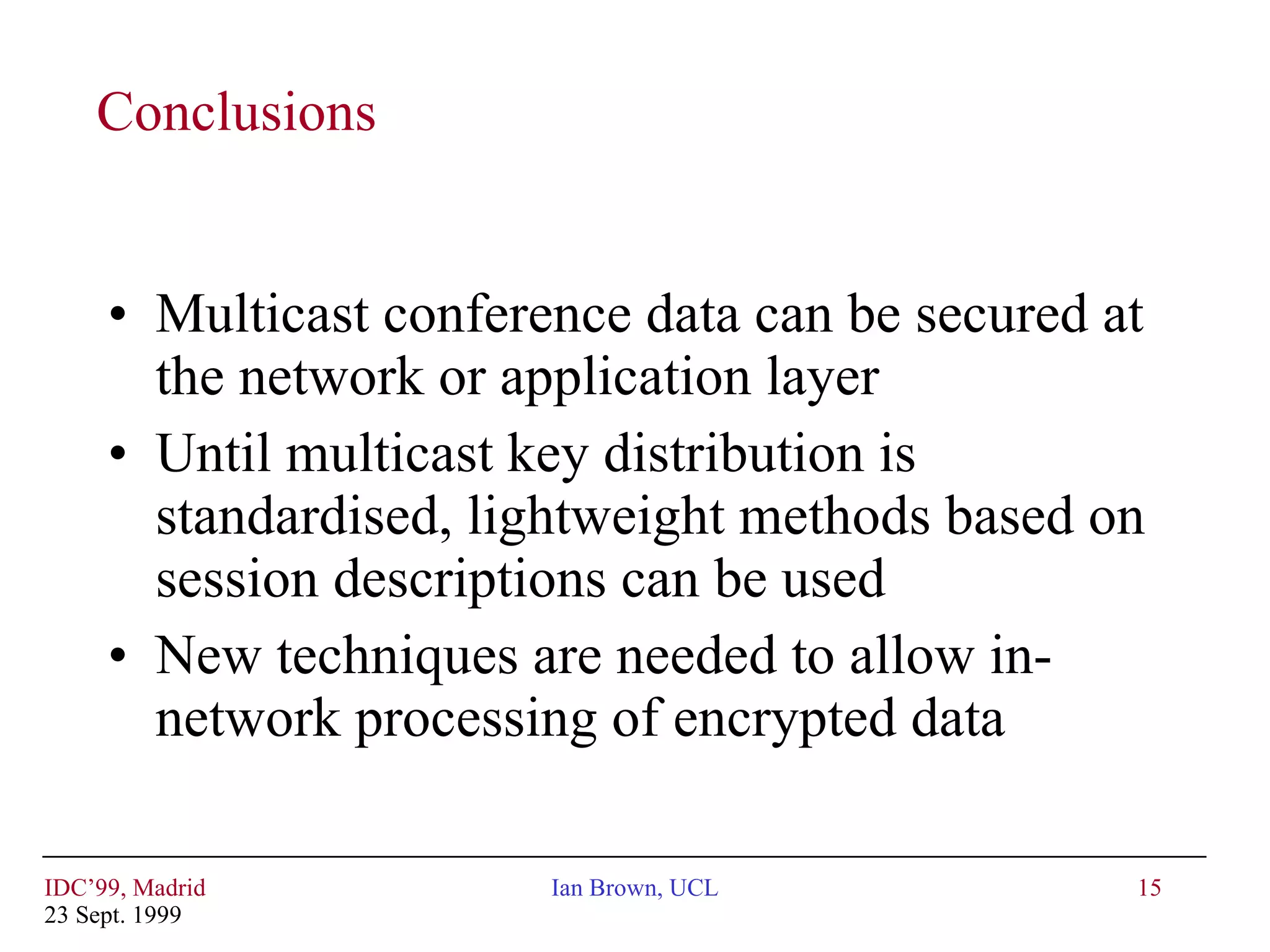 Secure Multicast Conferencing Ppt
