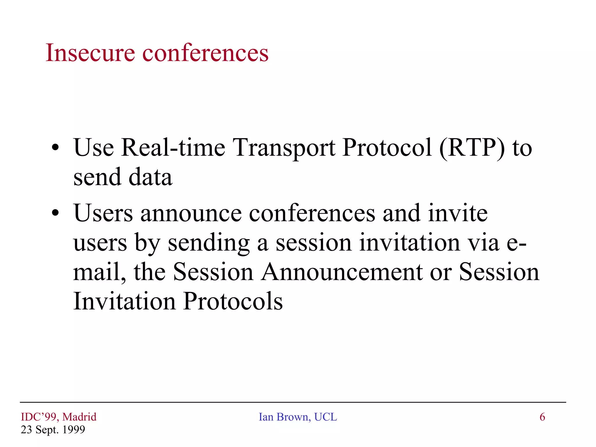 Secure Multicast Conferencing Ppt
