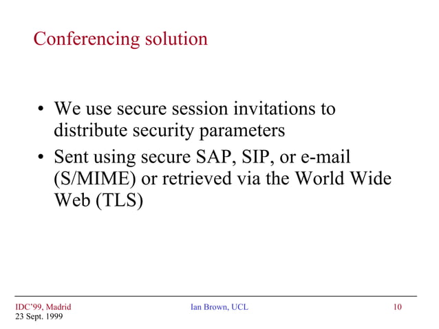 Secure Multicast Conferencing Ppt