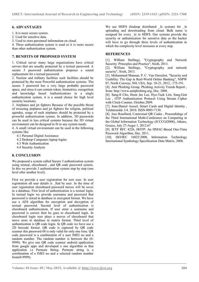 Secure3 authentication for sensitive data on cloud using textual, chessboard and qr code ...