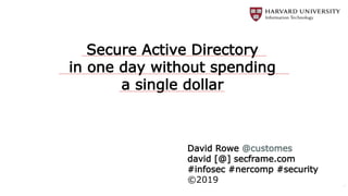 Secure active directory in one day without spending a single dollar | PPTX
