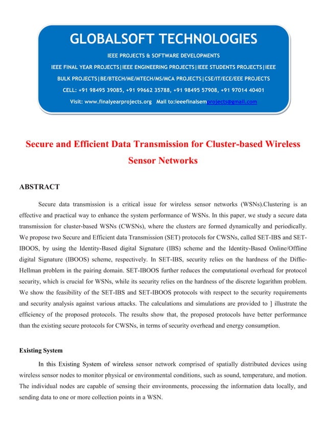 Secure And Efficient Data Transmission For Cluster Based Wireless