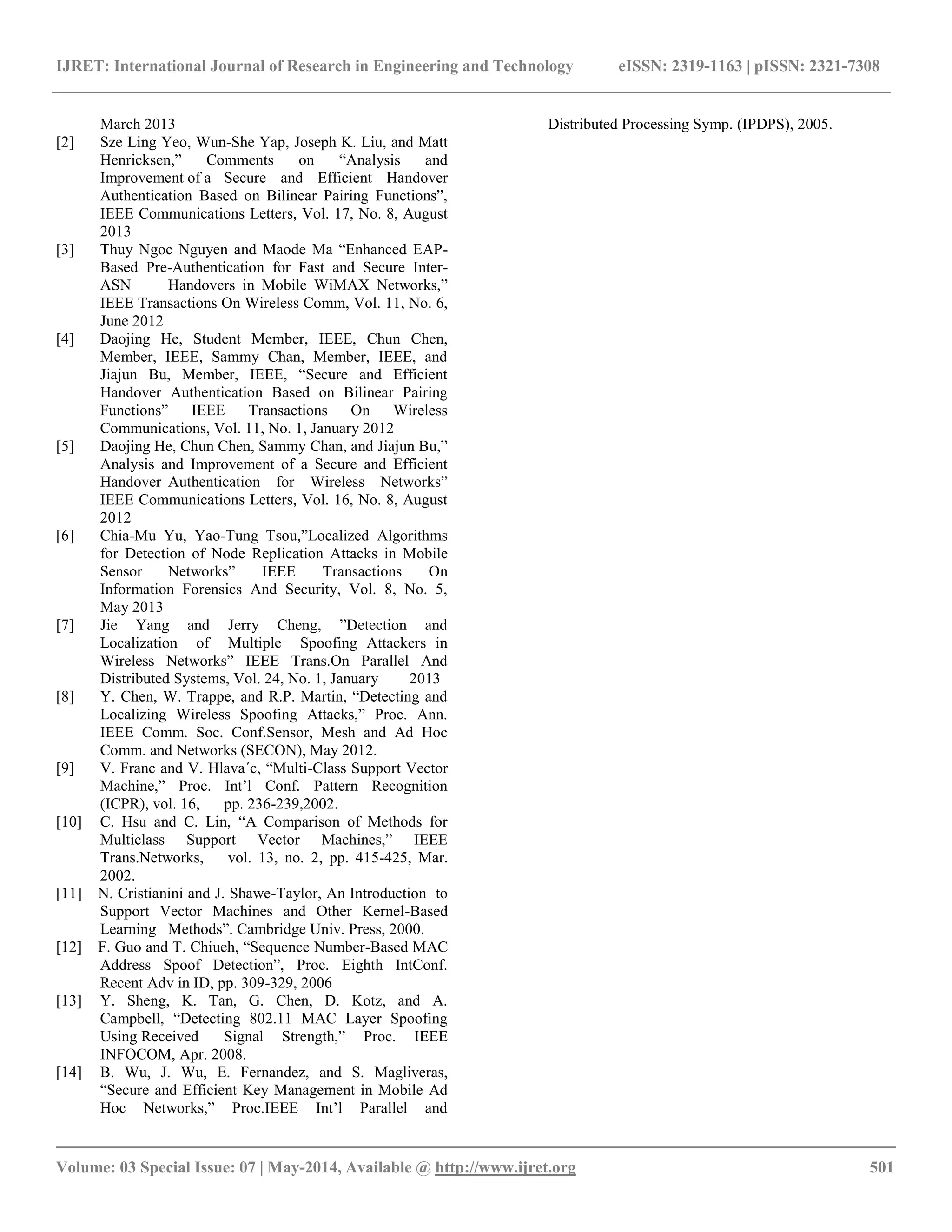 Secure And Efficient Handover Authentication And Detection Of Spoofing Attack Pdf