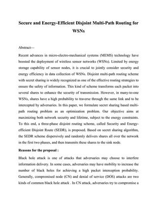 Secure and energy efficient disjoint multi-path | PDF