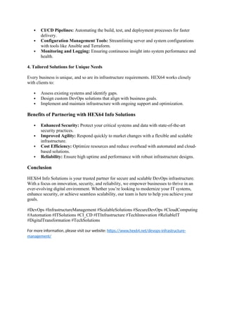 Secure and Scalable DevOps Infrastructure by HEX64 Info Solutions | PDF