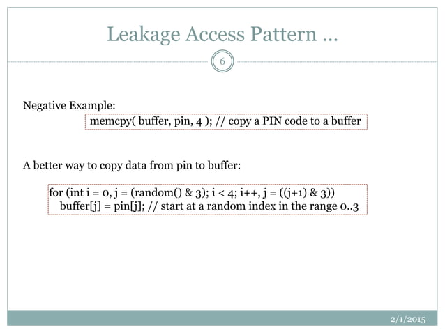 Secure application programming in the presence of side channel attacks | PPT