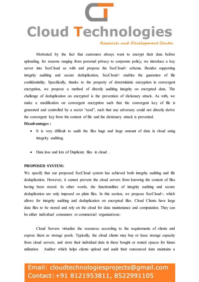 Secure Auditing And Deduplicating Data In Cloud Pdf